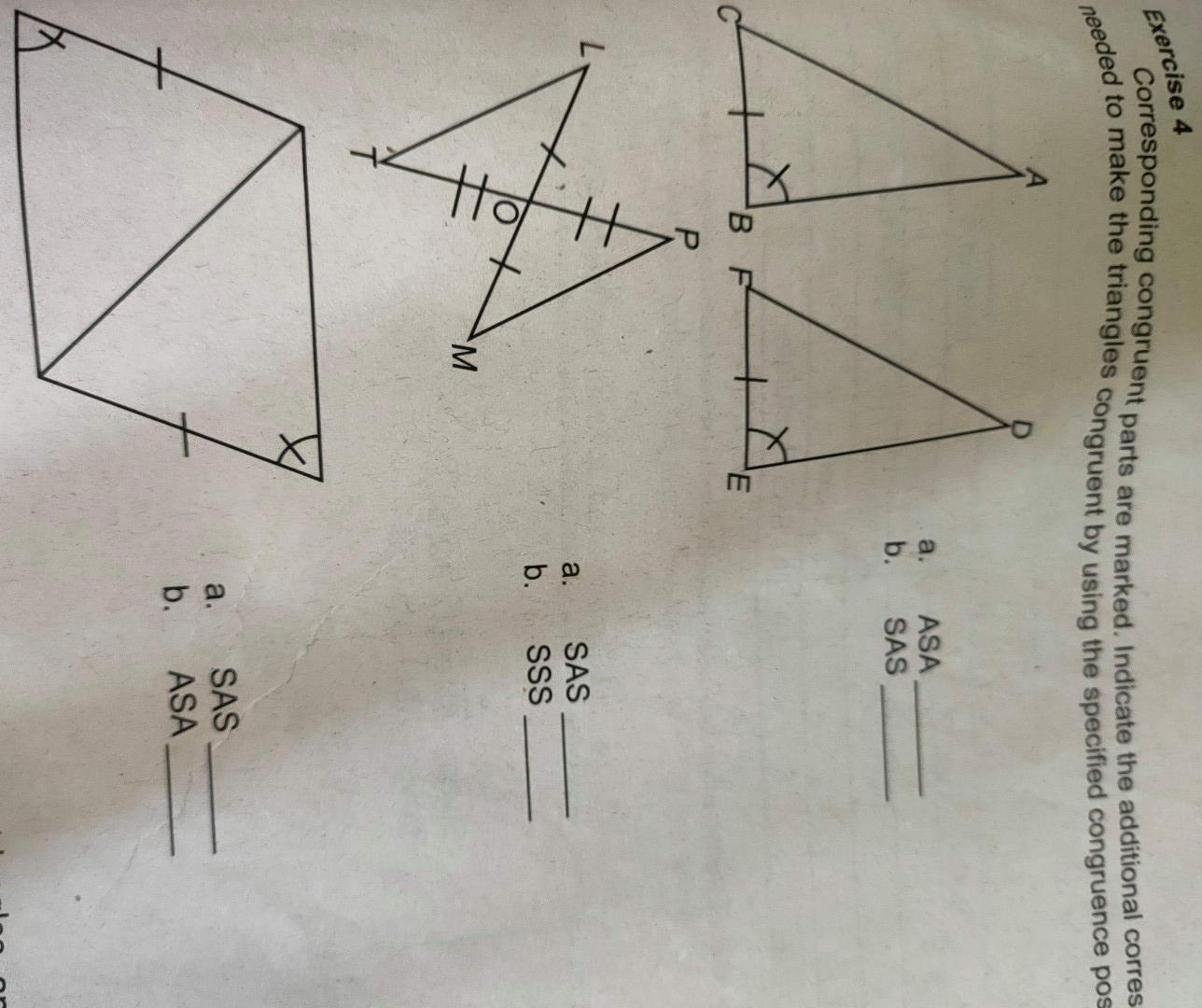 Solved Exercise 4 Corresponding congruent parts are marked. | Chegg.com