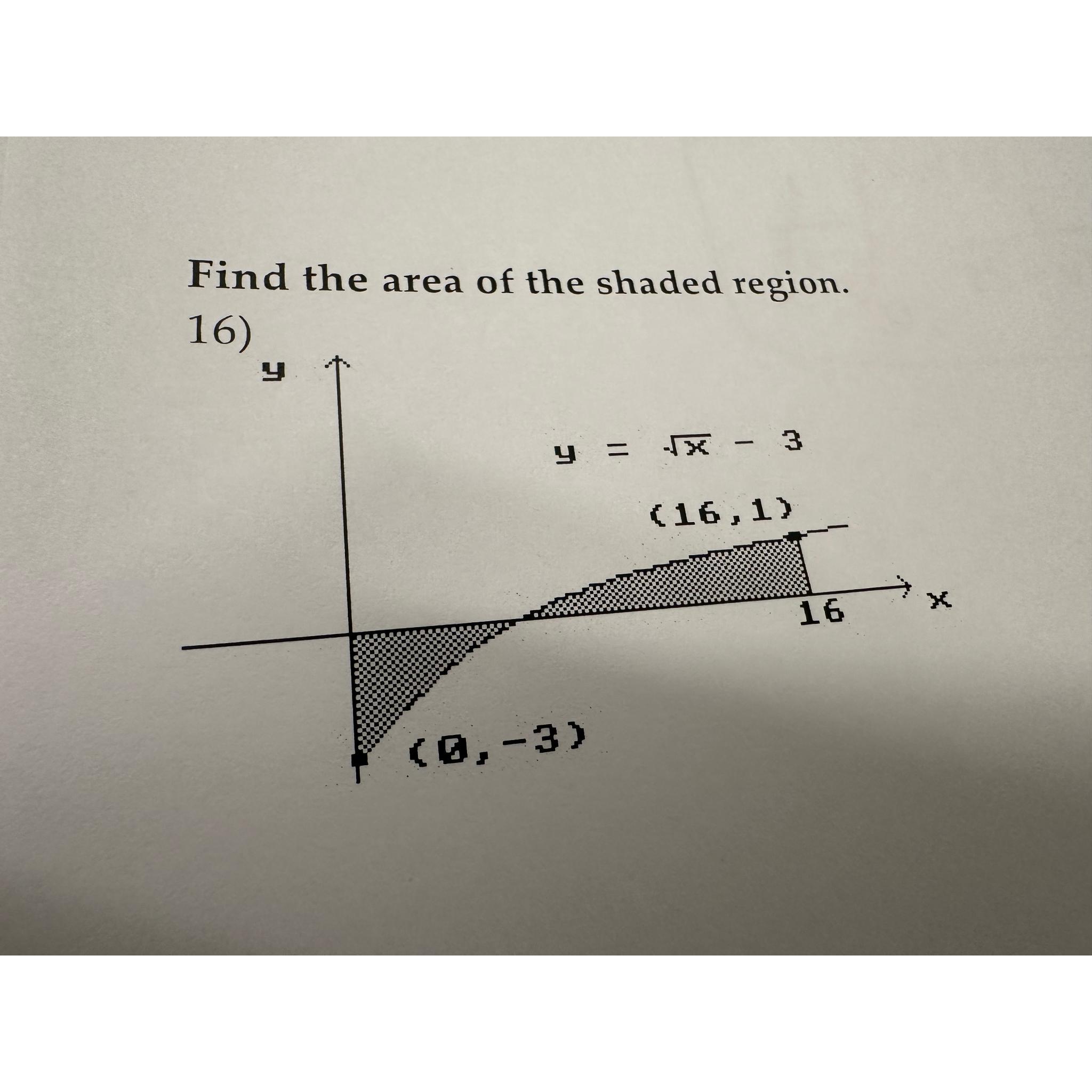 Solved Find the area of the shaded region. 16) | Chegg.com