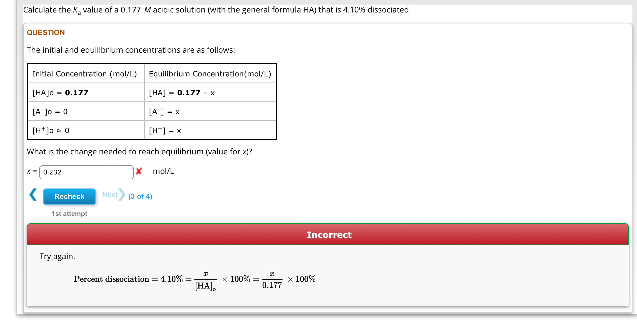 Solved Calculate the Ka ﻿value of a 0.177 ﻿M acidic solution | Chegg.com