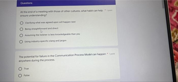 Solved Questions At the end of a meeting with those of other | Chegg.com