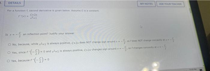 Solved DETAILS MY NOTES ASK YOUR TEACHER For a function | Chegg.com