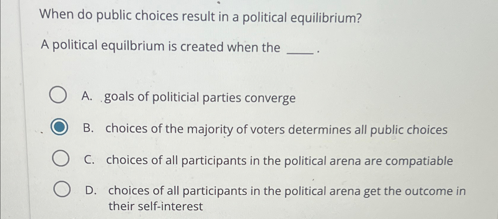 Solved When do public choices result in a political | Chegg.com
