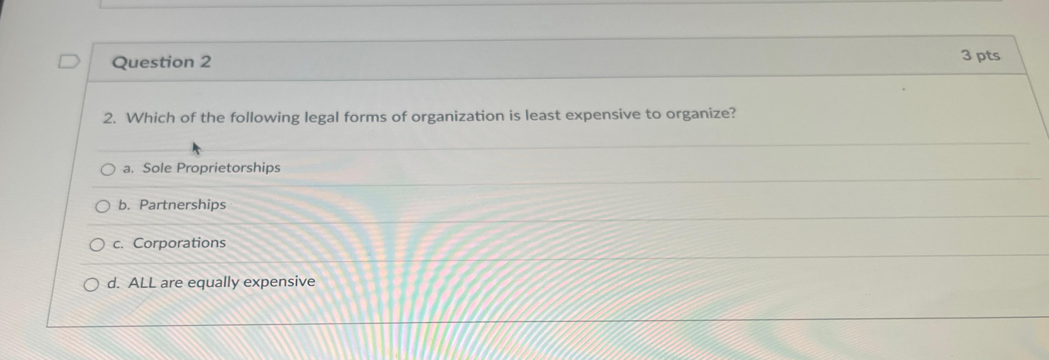 Solved Question 23 ﻿pts2. ﻿Which of the following legal | Chegg.com