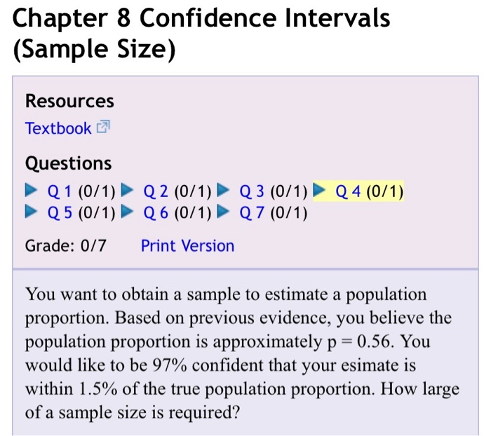 Solved Chapter 8 Confidence Intervals (Sample Size) | Chegg.com