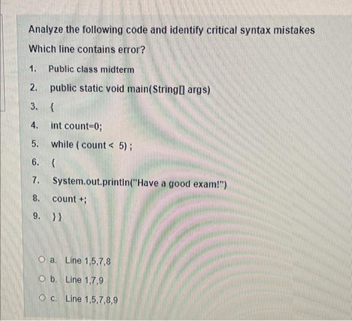Solved Analyze the following code and identify critical | Chegg.com