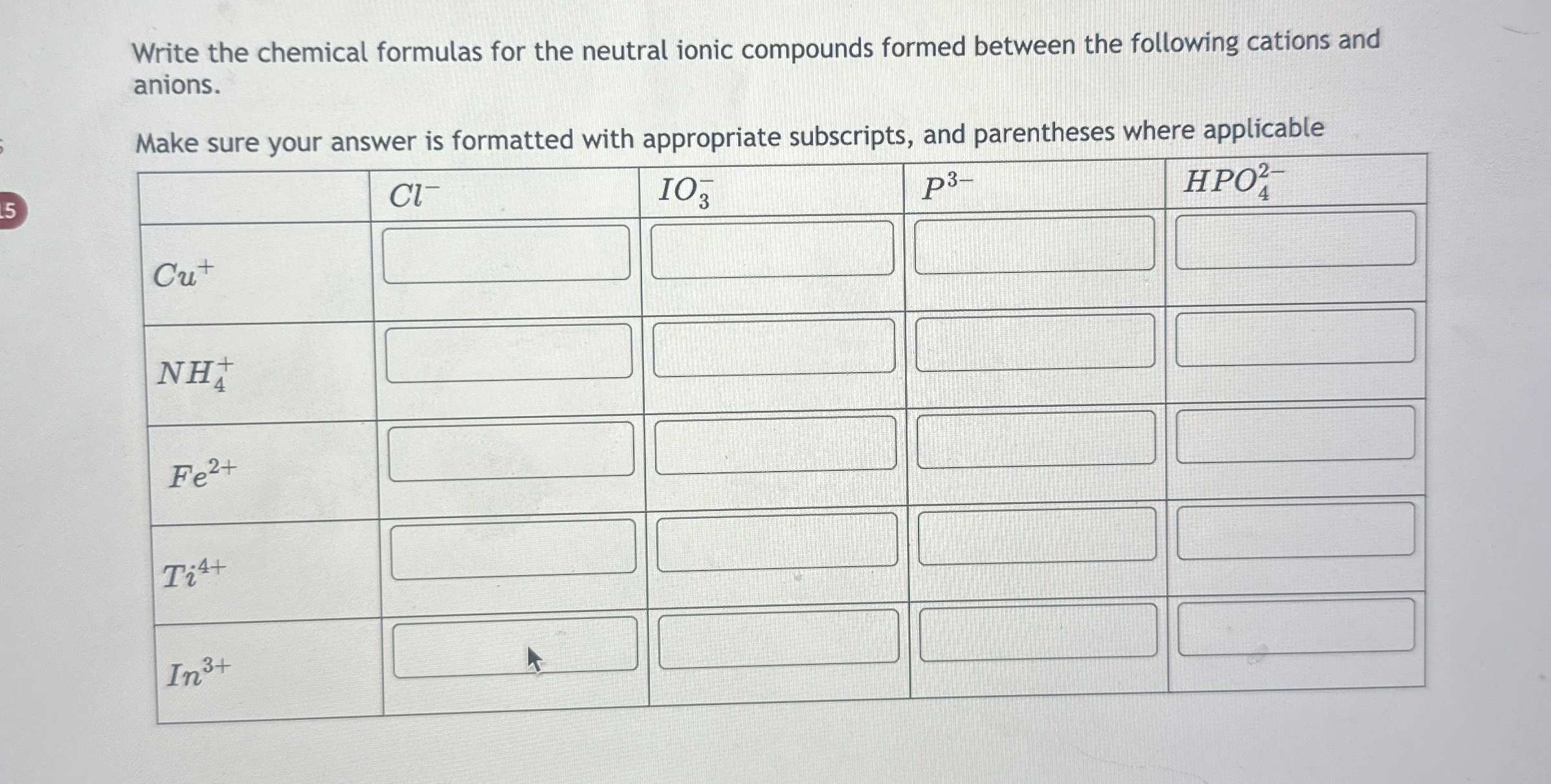 Solved How to solve Write the chemical formulas for the | Chegg.com