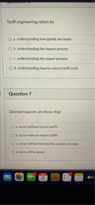 Solved Tariff engineering refers to: O a. understanding how | Chegg.com