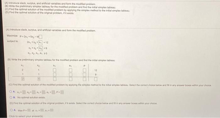 Solved (A) Introduce slack, surplus, and artificial | Chegg.com