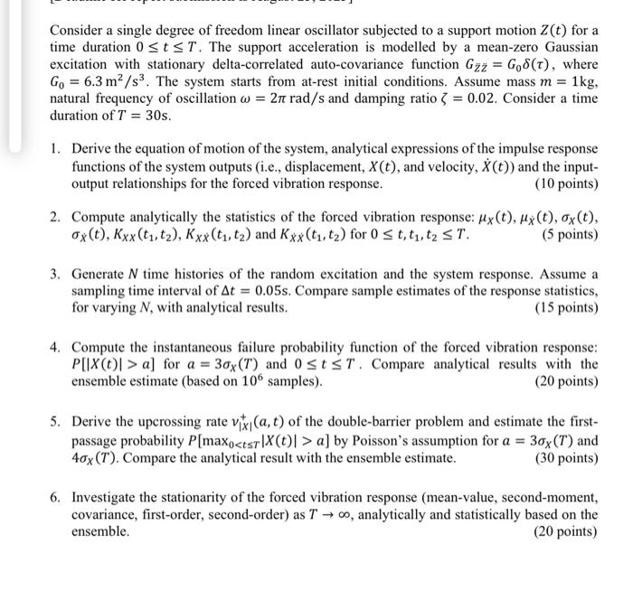 Solved Consider a single degree of freedom linear oscillator | Chegg.com