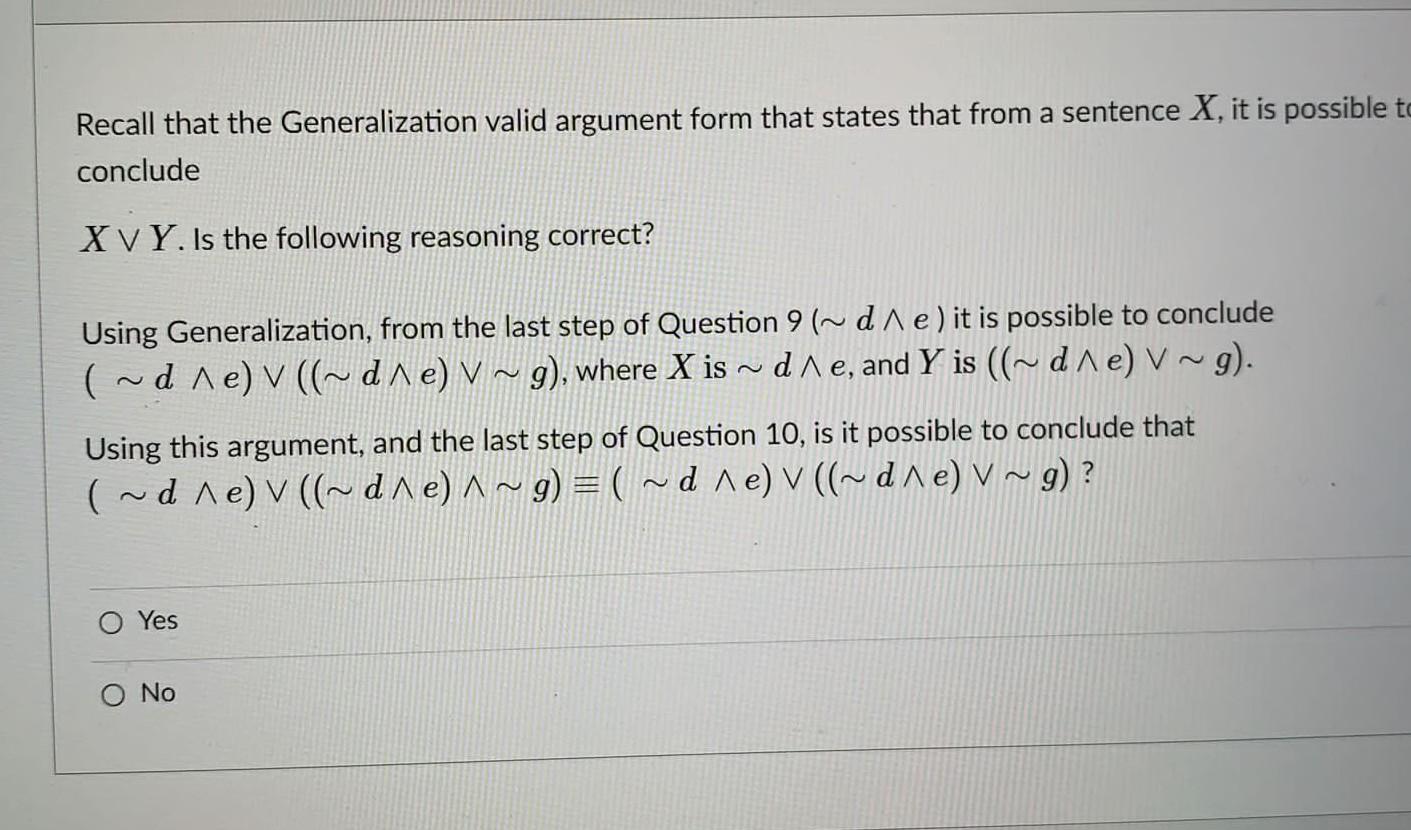 Solved Recall that the Generalization valid argument form | Chegg.com
