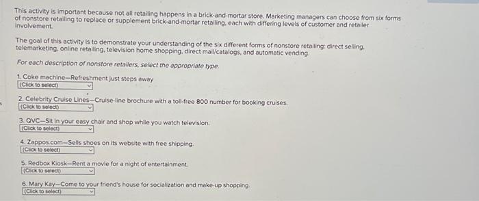 Solved This Activity Is Important Because Not All Retailing 0779