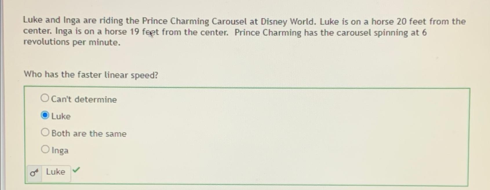 Luke and Inga are riding the Prince Charming Carousel | Chegg.com