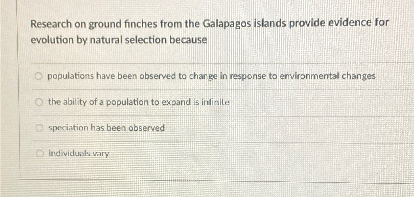 Solved Research on ground finches from the Galapagos islands | Chegg.com