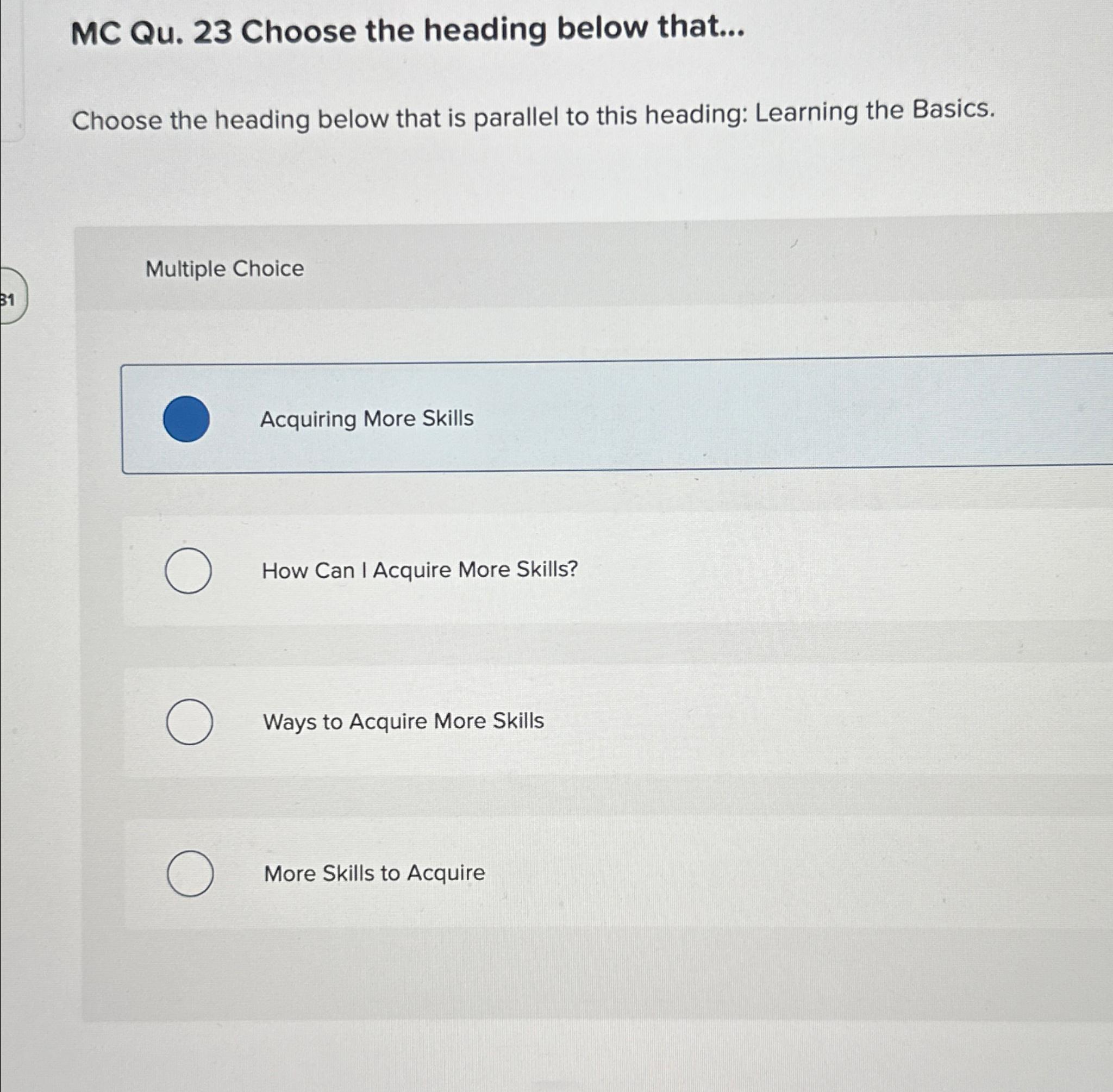 Solved MC Qu. 23 ﻿Choose the heading below that...Choose the | Chegg.com