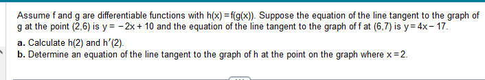 Solved Assume f ﻿and g ﻿are differentiable functions with | Chegg.com