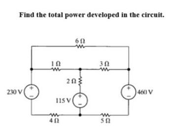 Solved Find the total power developed in the circuit. 60 ΤΩ | Chegg.com