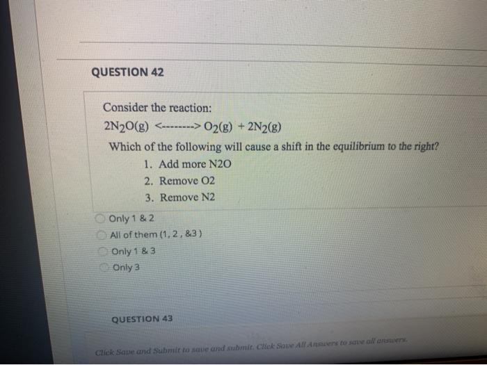 Solved QUESTION 41 Consider the following reaction | Chegg.com