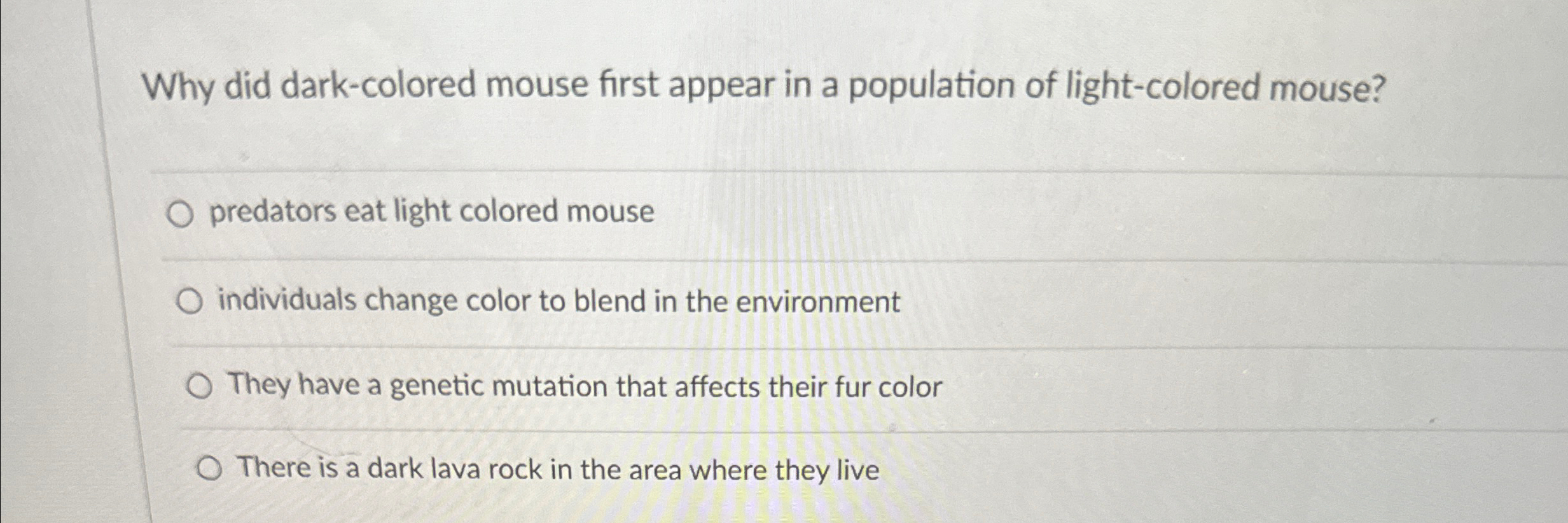 Solved Why did dark-colored mouse first appear in a | Chegg.com