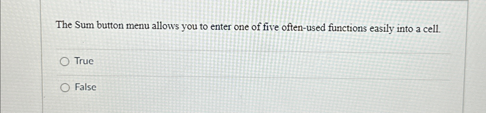 Solved The Sum button menu allows you to enter one of five | Chegg.com