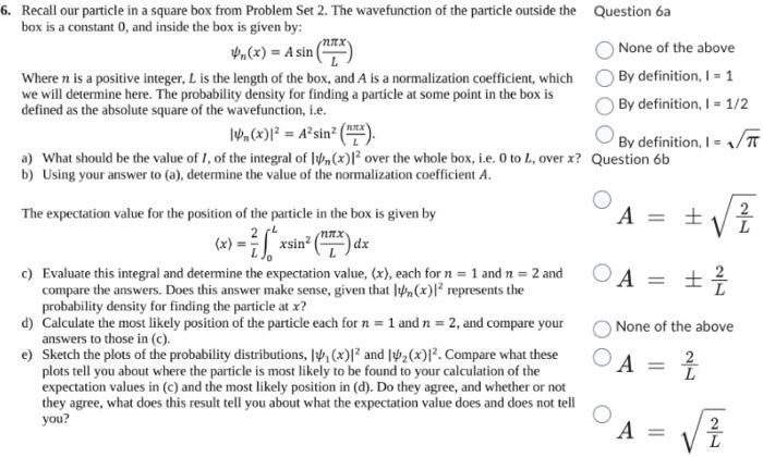 Solved Recall our particle in a square box from Problem Set | Chegg.com
