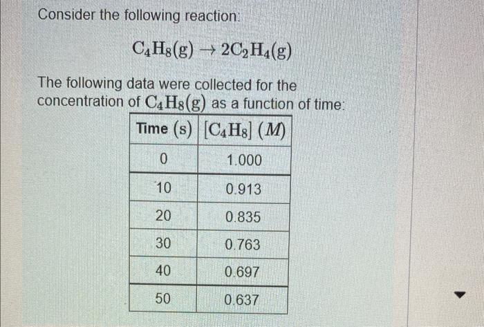 Solved Consider the following reaction: C4H3(g) → 2C2H2(g) | Chegg.com
