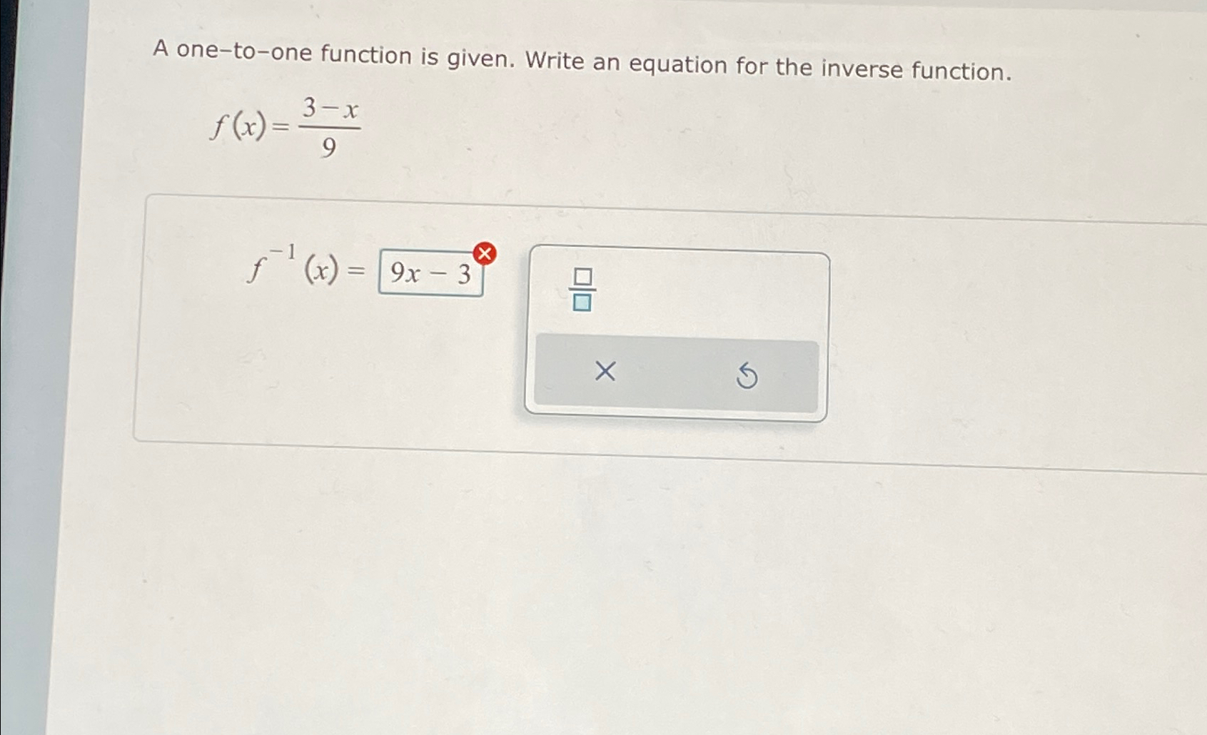 Solved A one-to-one function is given. Write an equation for | Chegg.com