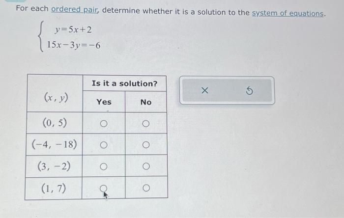 Solved For each ordered pair, determine whether it is a | Chegg.com