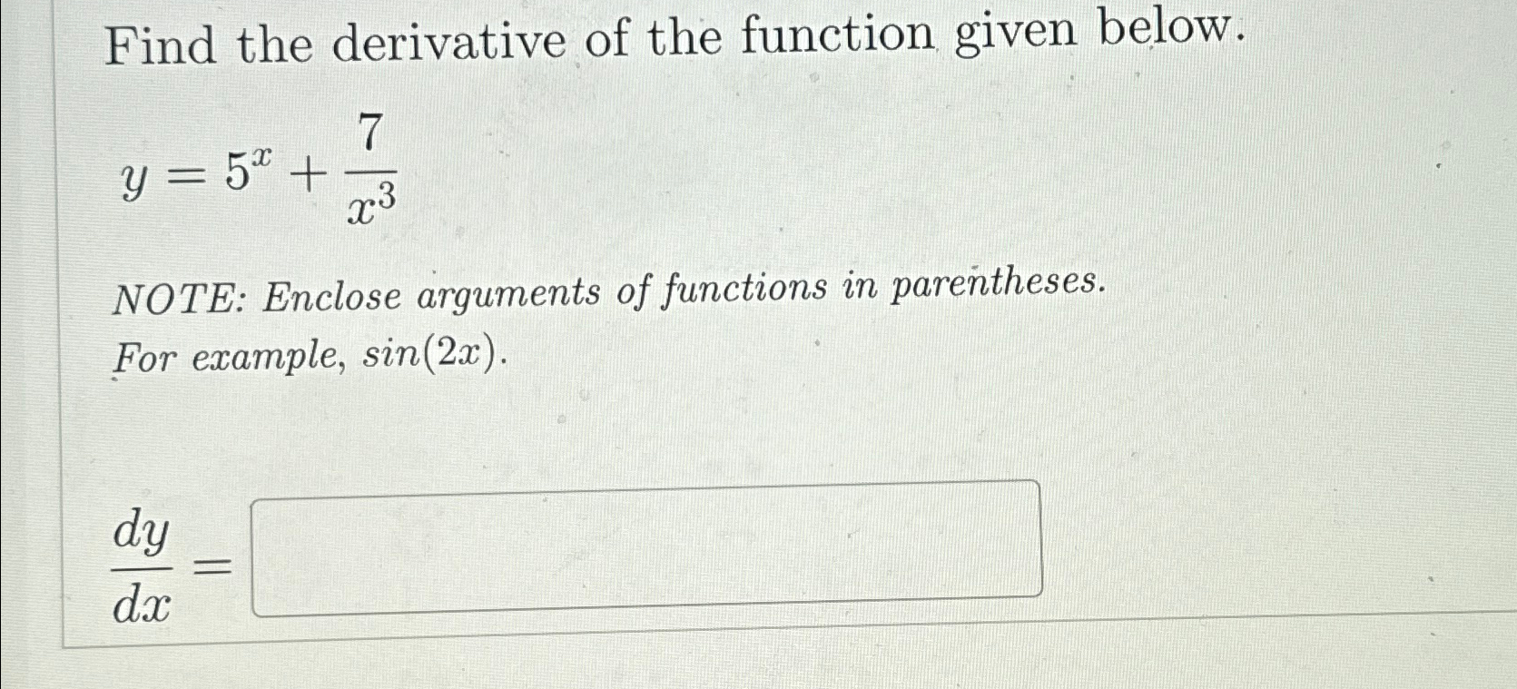 Solved Find the derivative of the function given | Chegg.com