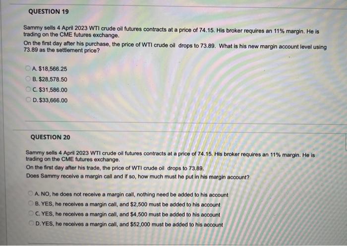 Sammy sells 4 April 2023 WTI crude oil futures | Chegg.com