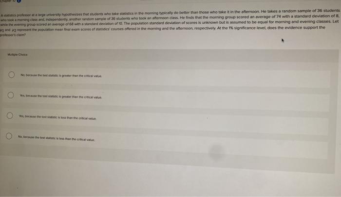 Solved Astasis professorat a large university hypothesizes | Chegg.com