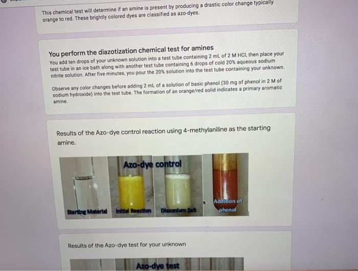 Solved This chemical test will determine if an amine is | Chegg.com