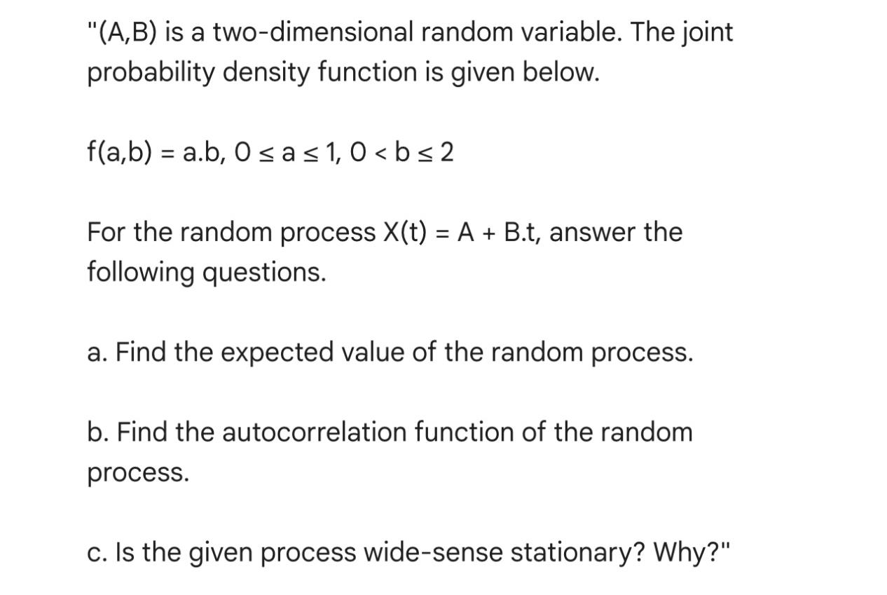 Solved "(A,B) ﻿is a two-dimensional random variable. The | Chegg.com