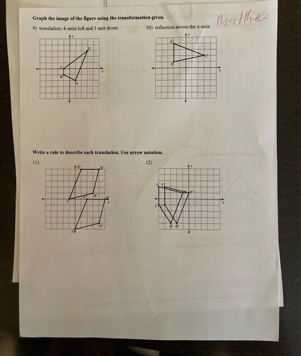Solved BONUS: Graph the image of the figure using the | Chegg.com