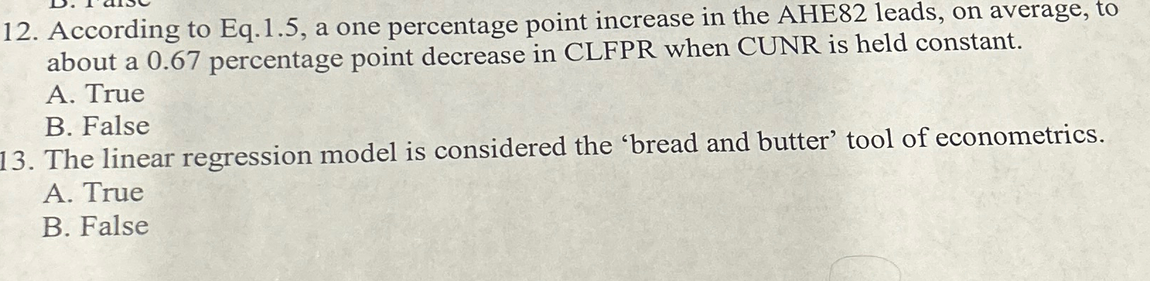 Solved According to Eq.1.5, ﻿a one percentage point increase | Chegg.com