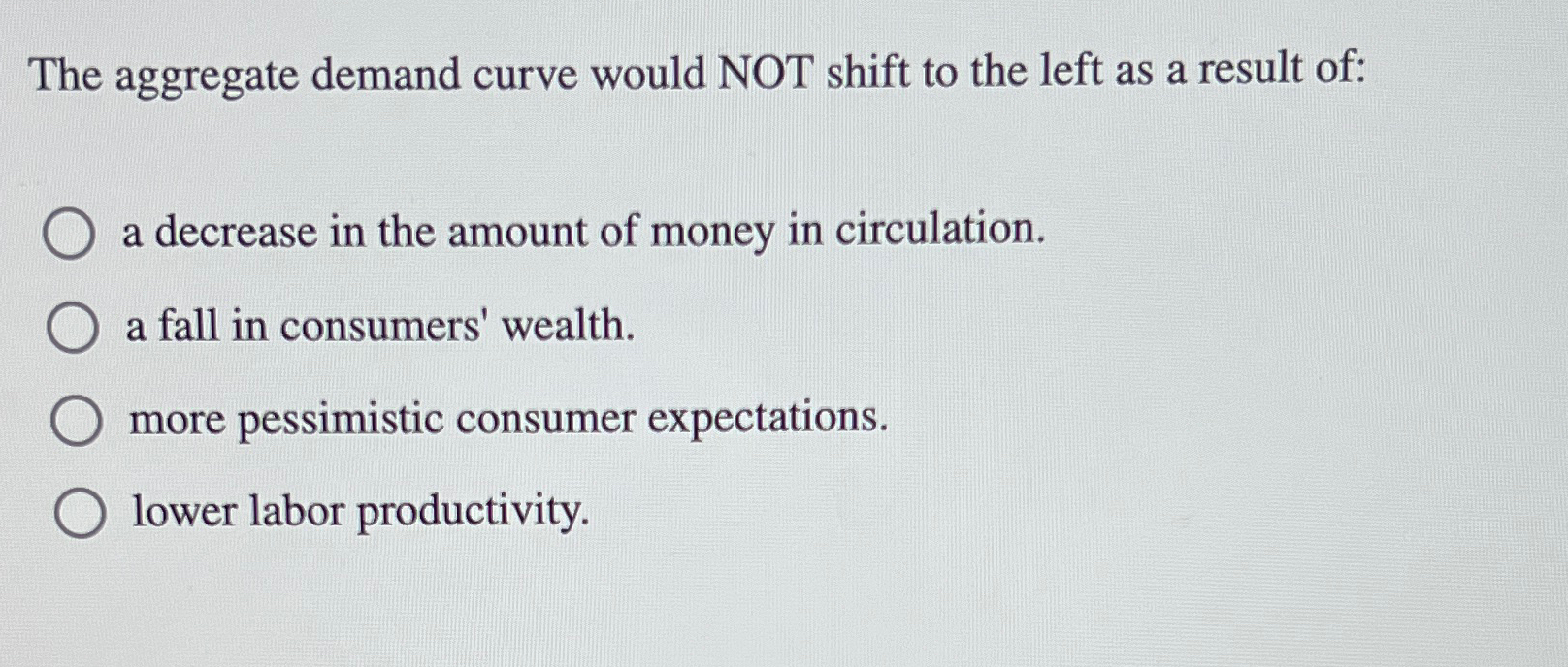 Solved The aggregate demand curve would NOT shift to the | Chegg.com