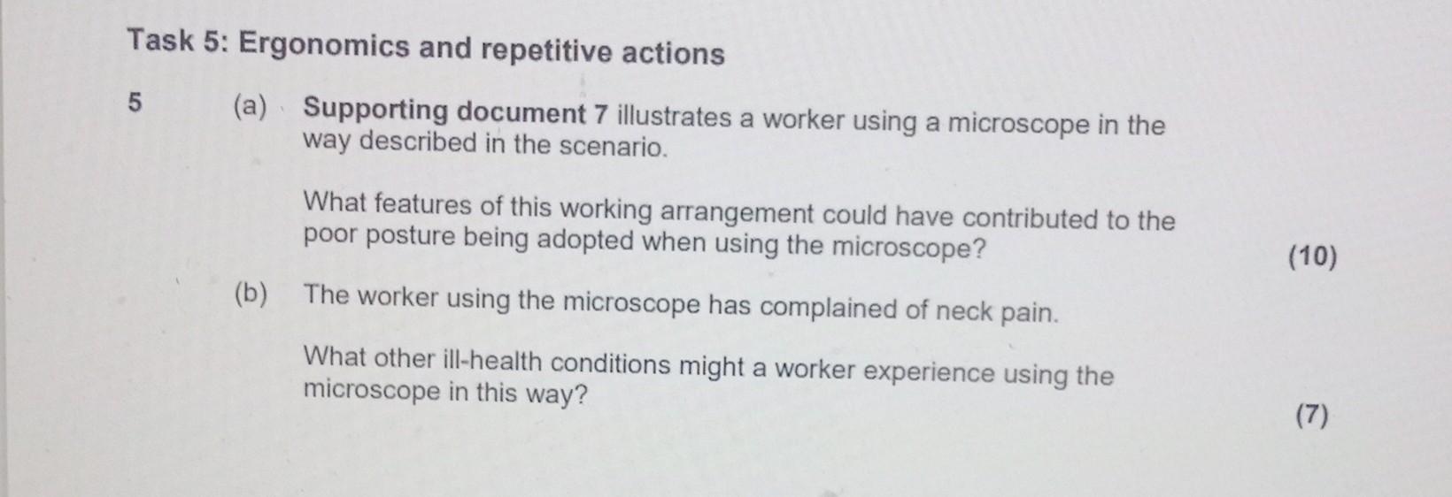 Solved Task 5: Ergonomics and repetitive actions 5 (a) | Chegg.com