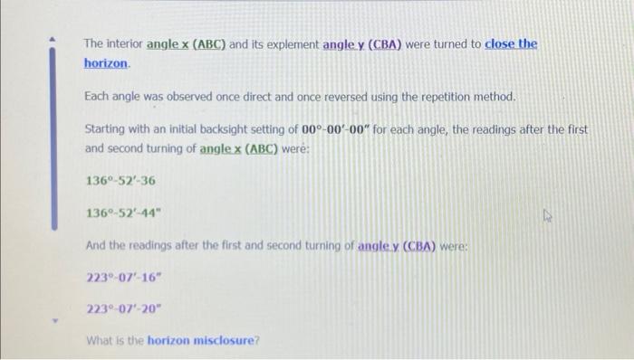 Solved The interior angle x(ABC) and its explement angle | Chegg.com