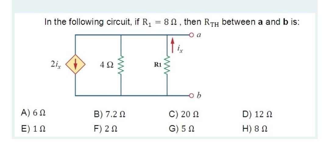 Solved In the following circuit, if R, = 8Ω, then RTH | Chegg.com