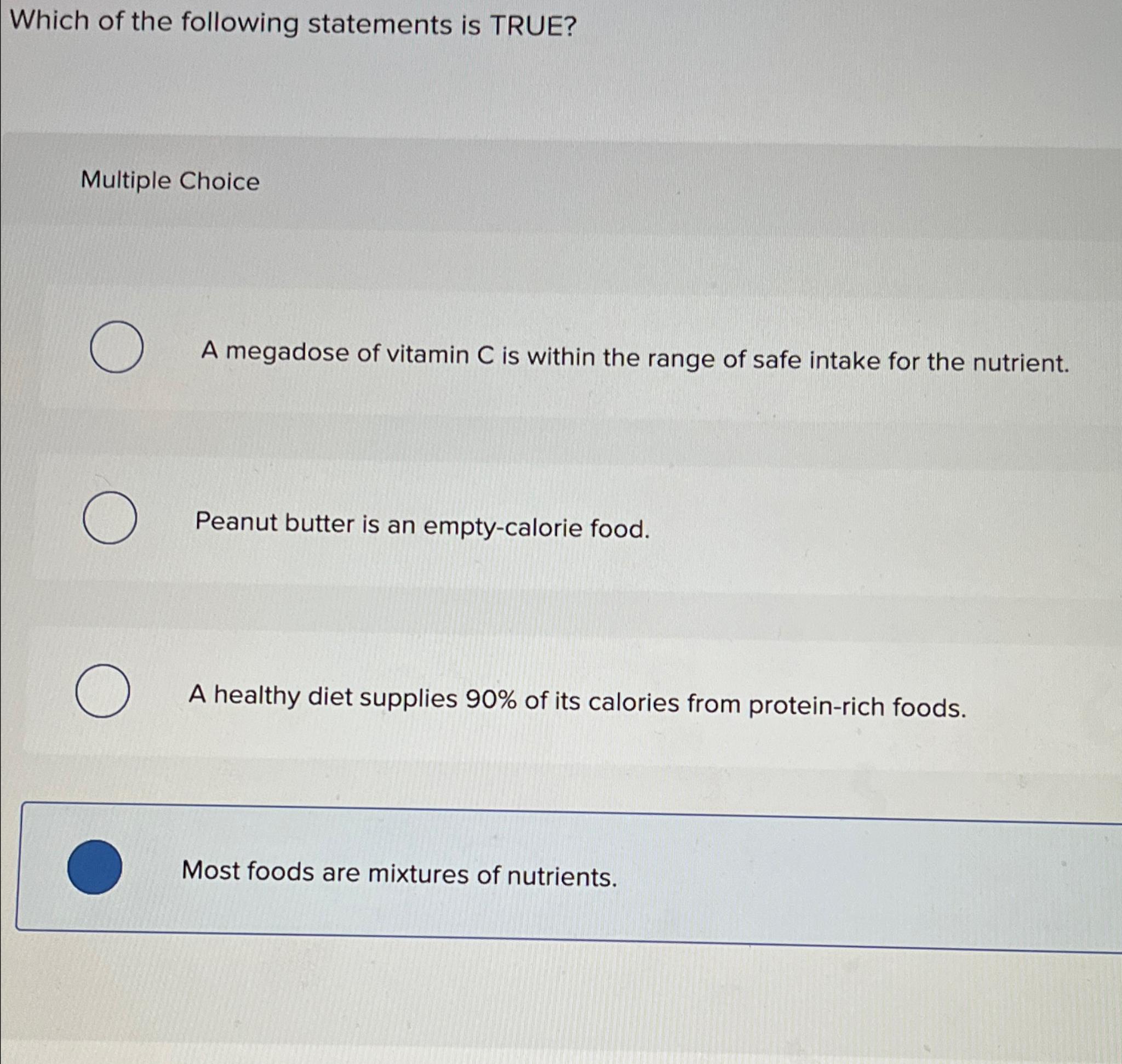 Solved Which of the following statements is TRUE?Multiple | Chegg.com
