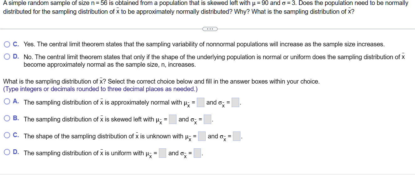 Solved A simple random sample of size n=56 ﻿is obtained from | Chegg.com