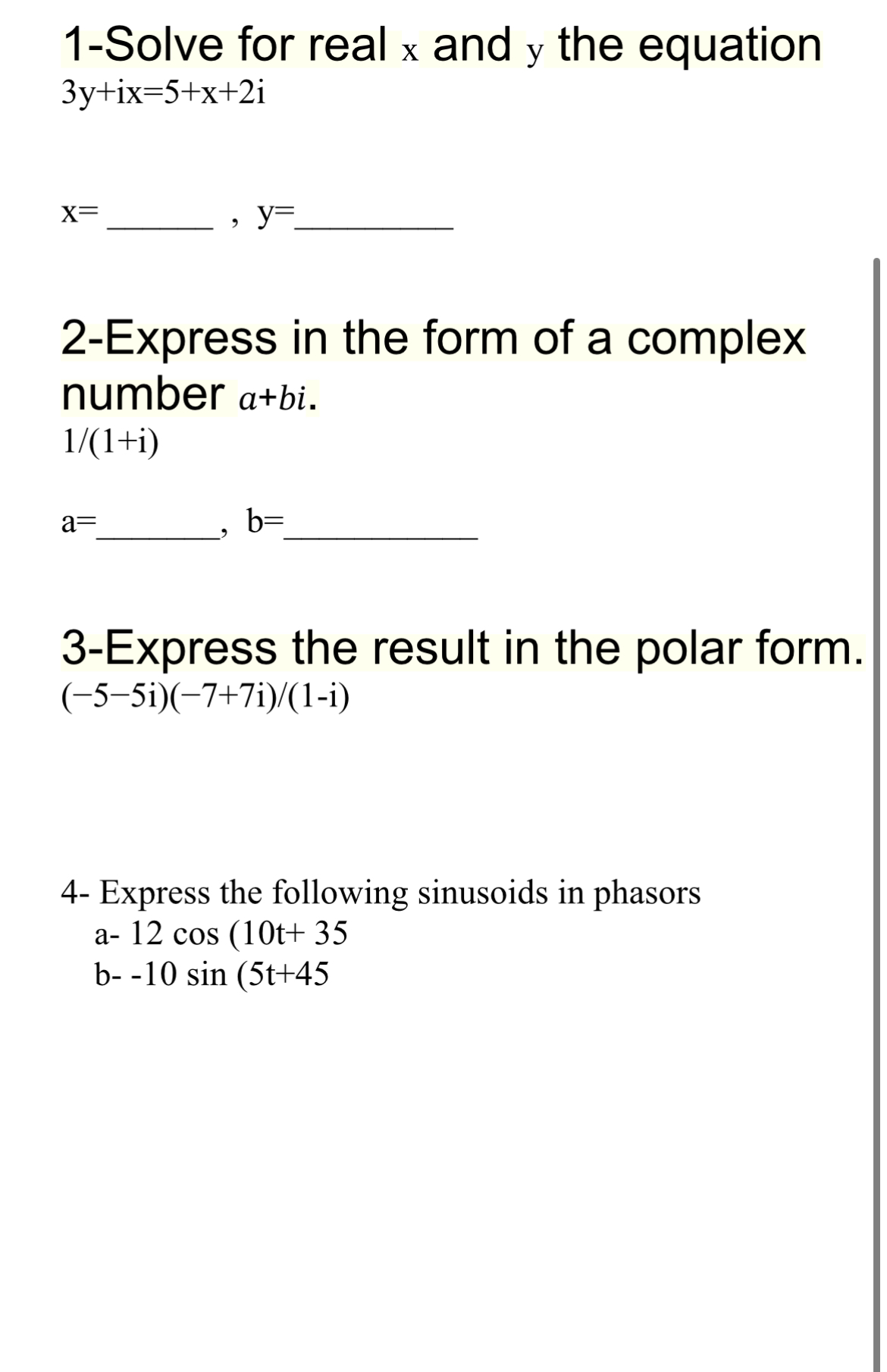 Solved 1-Solve for real x ﻿and y ﻿the | Chegg.com
