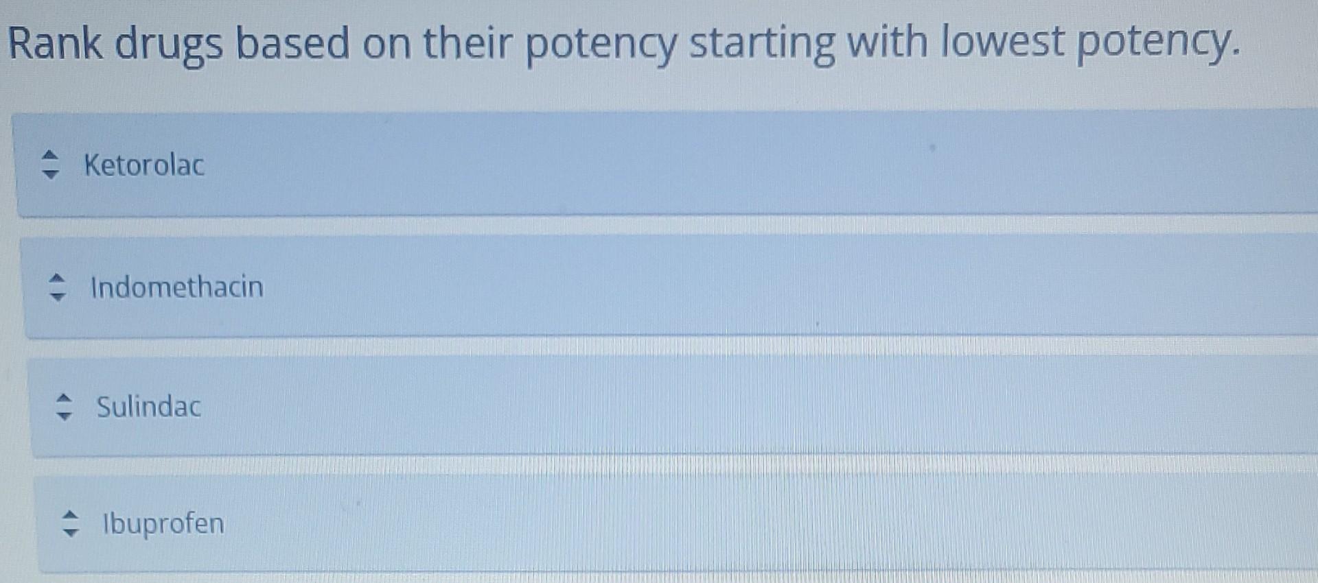 Solved Rank drugs based on their potency starting with | Chegg.com
