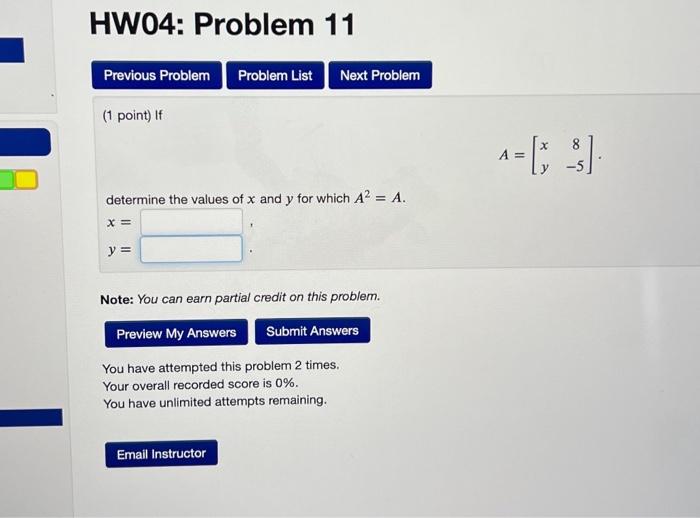 Solved HW04: Problem 11 Previous Problem Problem List Next | Chegg.com