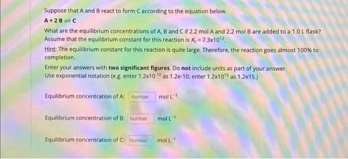 Solved Suppose that A and B react to form C according to the | Chegg.com