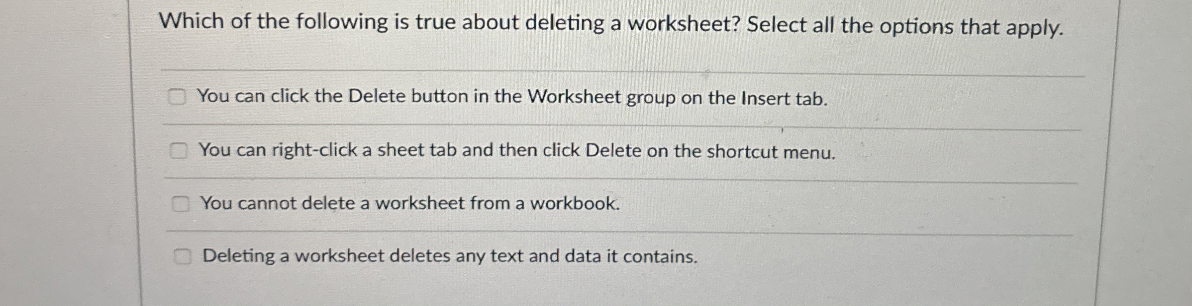 Solved Which of the following is true about deleting a | Chegg.com