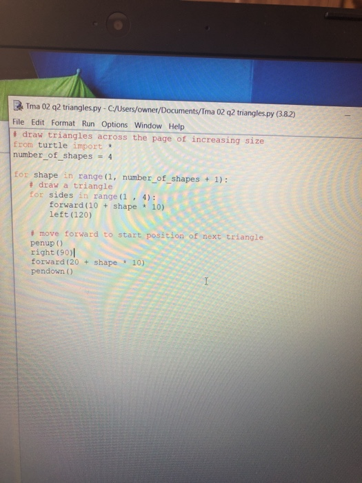 Solved i need to stack the triangles like in the figure, i | Chegg.com