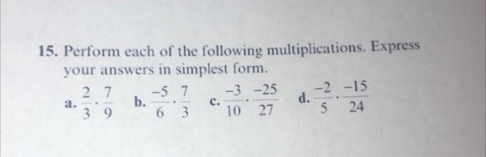 Solved 15. Perform each of the following multiplications. | Chegg.com