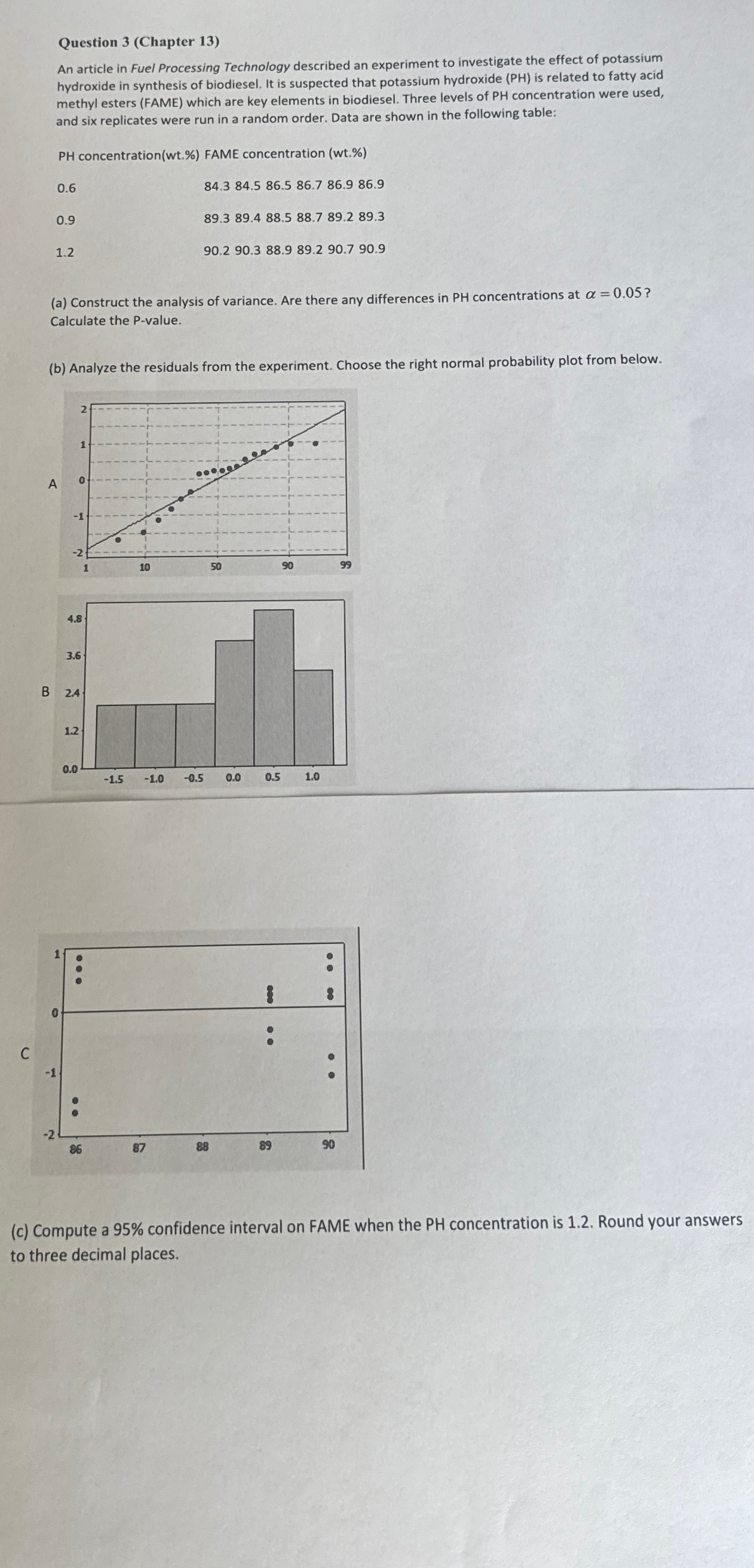 Solved Question 3 (Chapter 13)An article in Fuel Processing | Chegg.com