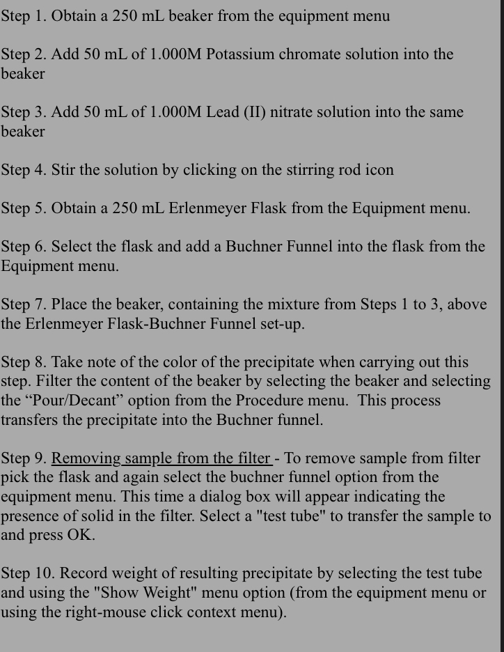 Solved Step 1. ﻿Obtain a 250mL ﻿beaker from the equipment | Chegg.com