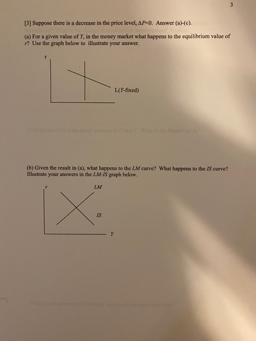Solved 3 [3] Suppose there is a decrease in the price level, | Chegg.com